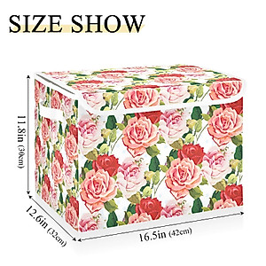xigua Rose Storage Bin with Lids Larger Collapsible Decorative Cube Storage Bins with Handles Divider for Bedroom Closet Living Room