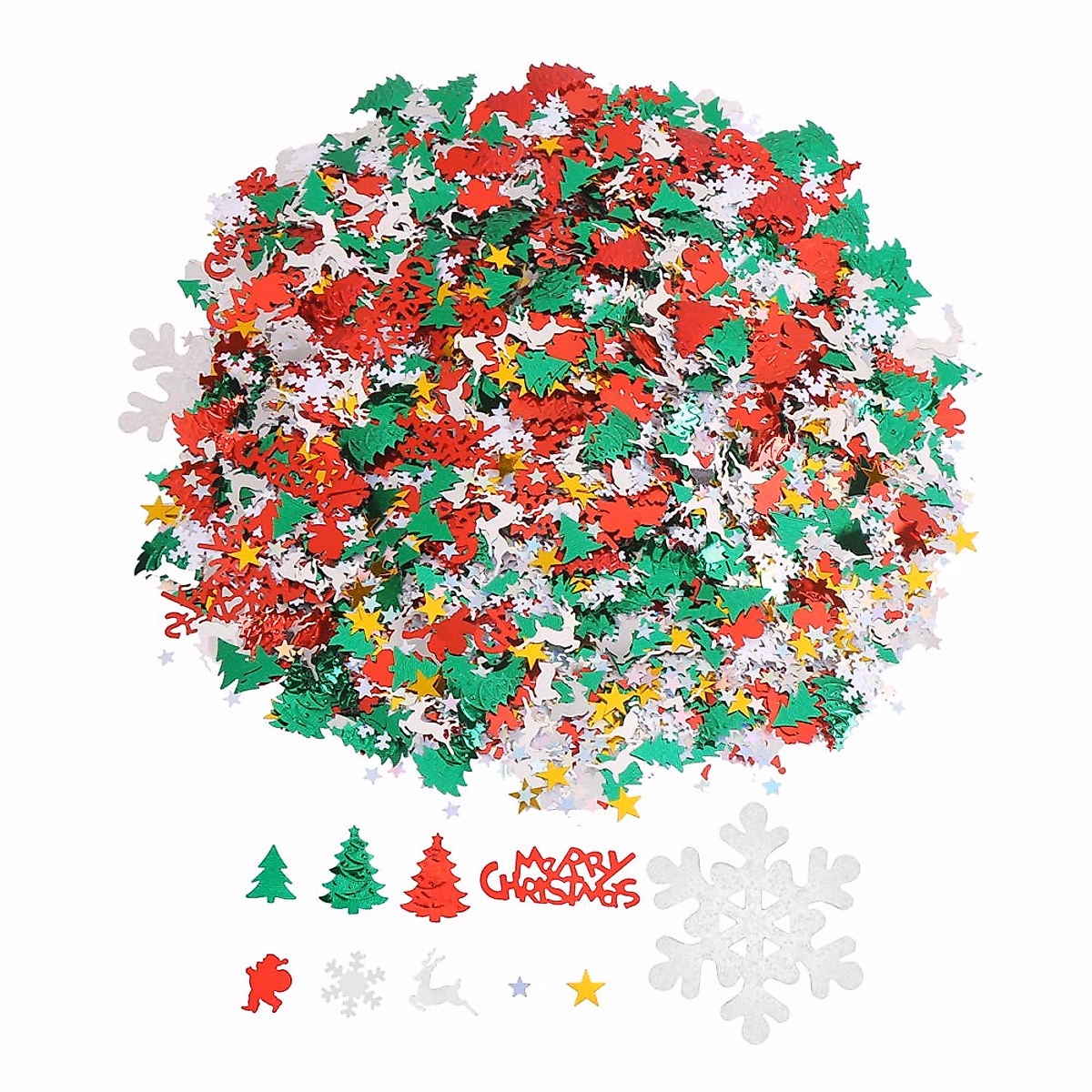 CCINEE 100g/4800 Pieces Christmas New Year Metallic Foil Confetti Sequins Table Confetti Bright Christmas and New Year Decoration Set (Christmas Confetti)