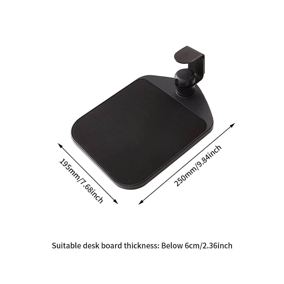 Under-Desk Mouse Tray,Easy Clamp-On Mouse Pad Rotating 360,Clamp on Mouse Platform,Extended Rotating Platform Tray,Slide Out Mouse Tray for Home,Office to Save Space(White)