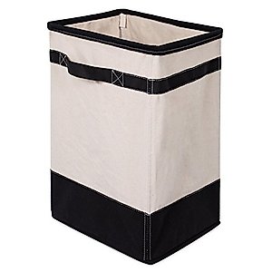 BIRDROCK HOME Canvas Hamper - Single Laundry Basket with Handles - Foldable Hamper - Easily Transport Laundry
