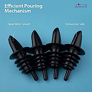 EHOMEA2Z Plastic Liquor Bottle Pourers Black- 12 Pack Classic Bottle Pourers for Alcohol, Leak-Proof, Dishwasher-Safe Pour Spouts for Liquor Bottles