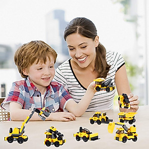 ATDAWN 12 Pcs Prefilled Easter Eggs with Construction Vehicles Building Blocks for Easter Basket Stuffers, Easter Egg Hunt, Easter Party Favors