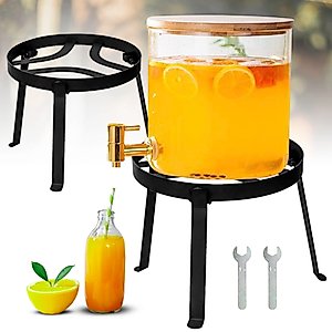 Water Dispenser Stand For Countertop - Metal Drink Dispenser Stand Compatible with Round Water Glass, Easily fold up/carry and storage (Drink Dispenser Stand Only) (Set of 2)
