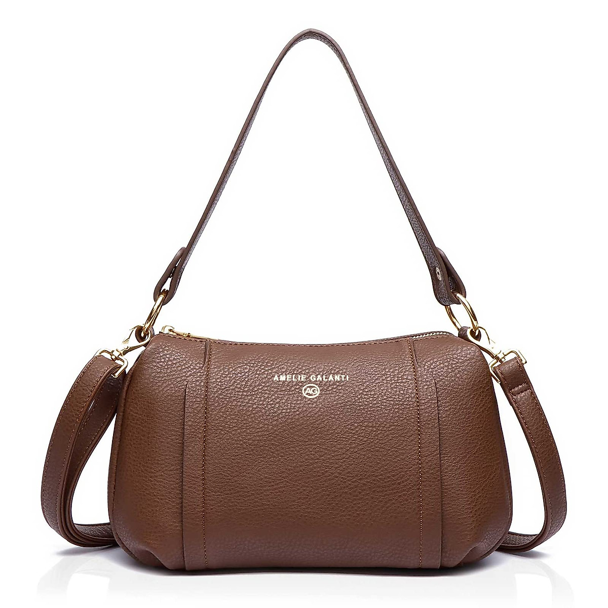 AMELIE GALANTI Small Medium Size Crossbody Bag purse for Women,leather Shoulder handbag with Adjustable Strap (991706-BEIGE)