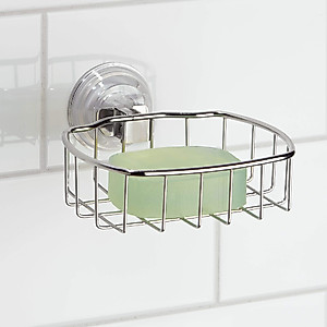 iDesign Reo Metal Power Lock Suction Rack for Bathroom, Kitchen Use