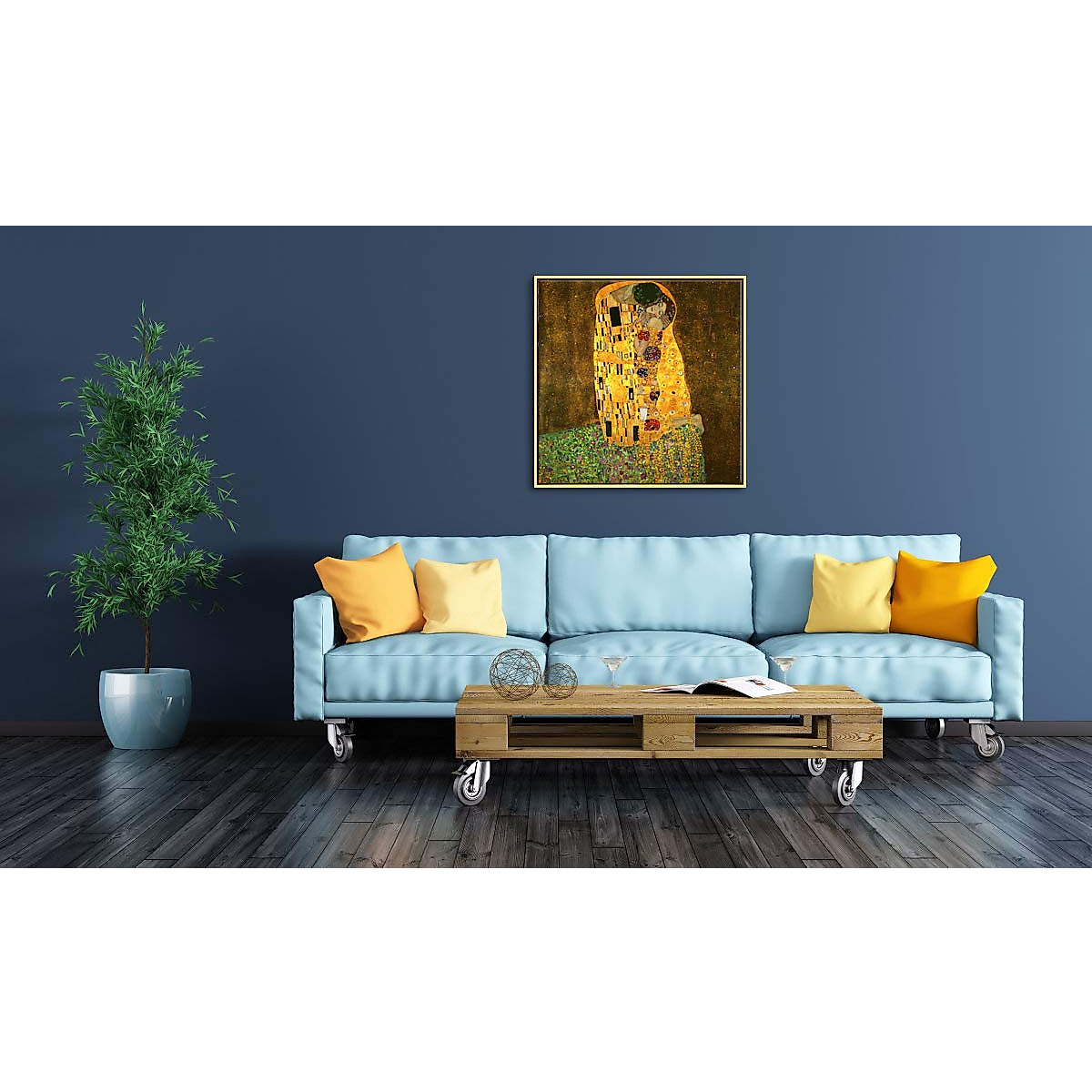 Wieco Art Framed Art the Kiss by Gustav Klimt Famous Oil Paintings Reproductions Modern Giclee Canvas Prints Canvas Wall Art with Golden Picture Frames for Wall Decor Home Decorations