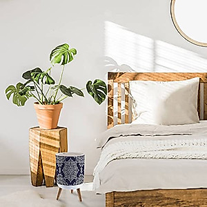 Trash Can with Lid Seamless Based on Ornament Paisley Bandana Print Vintage Style Silk Wood Small Garbage Bin Waste Bin for Kitchen Bathroom Bedroom Press Cover Wastebasket 7L/1.8 Gallon