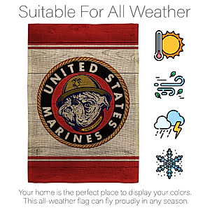 Marine Bulldog Burlap Garden Flag - Set with Stand Armed Forces Corps USMC Semper Fi United State American Military Veteran Retire Official - House Banner Small Yard Gift Double-Sided 13 X 18.5