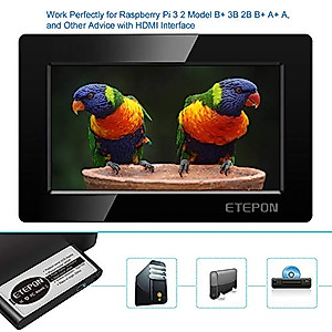 ETEPON 7 Inch HD LCD Screen for Raspberry Pi 1024 X 600 HDMI Monitor with Ultra-Slim Shell for Raspberry Pi 3 2 Model B+ 3B 2B B+ A+ EP007 (7 Inch Raspberry Pi Screen),Black,kit2