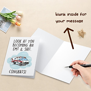 Funny Congrats Card for Emergency Services Graduate, Congratulations Card for Him Her, New EMT Graduation Card, Look At You Becoming an EMT and Shit