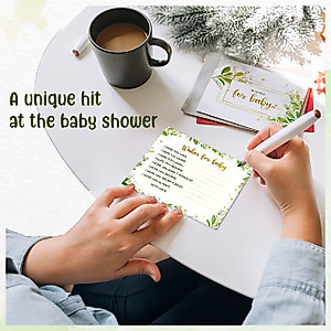 97 Decor Wishes for Baby Box - Baby Shower Guest Book Alternatives, 50 Pcs Baby Advice Cards for Baby Shower Book, Well Wish Cards for Baby Shower Keepsake Box, Baby Shower Games Gifts