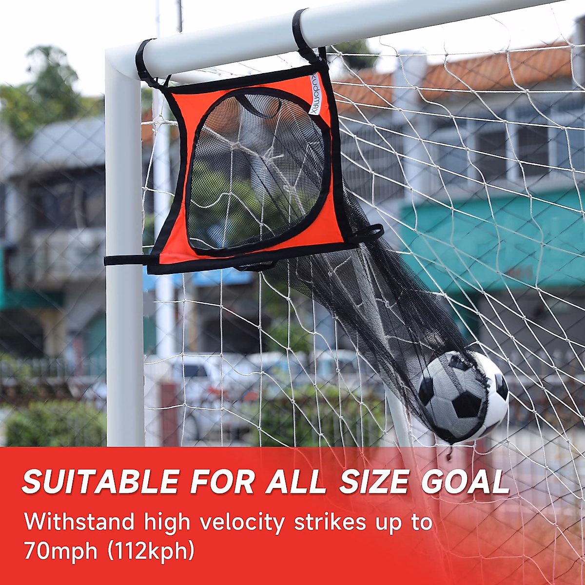 Soccer Target Goal Net and Soccer Ball Bag: 3 in 1 Top Bins Target Goal and Equipment Bag, Multi-Sport Target Net Easy to Attach and Detach to The Goal for Shooting Accuracy Training