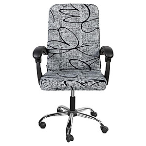 SearchI Office Chair Cover with Durable Zipper, Printed Washable Stretchable Desk Chair Cover, High Back Computer Chair Cover, Office Chair Seat Slipcover (Grey Pattern, Medium)