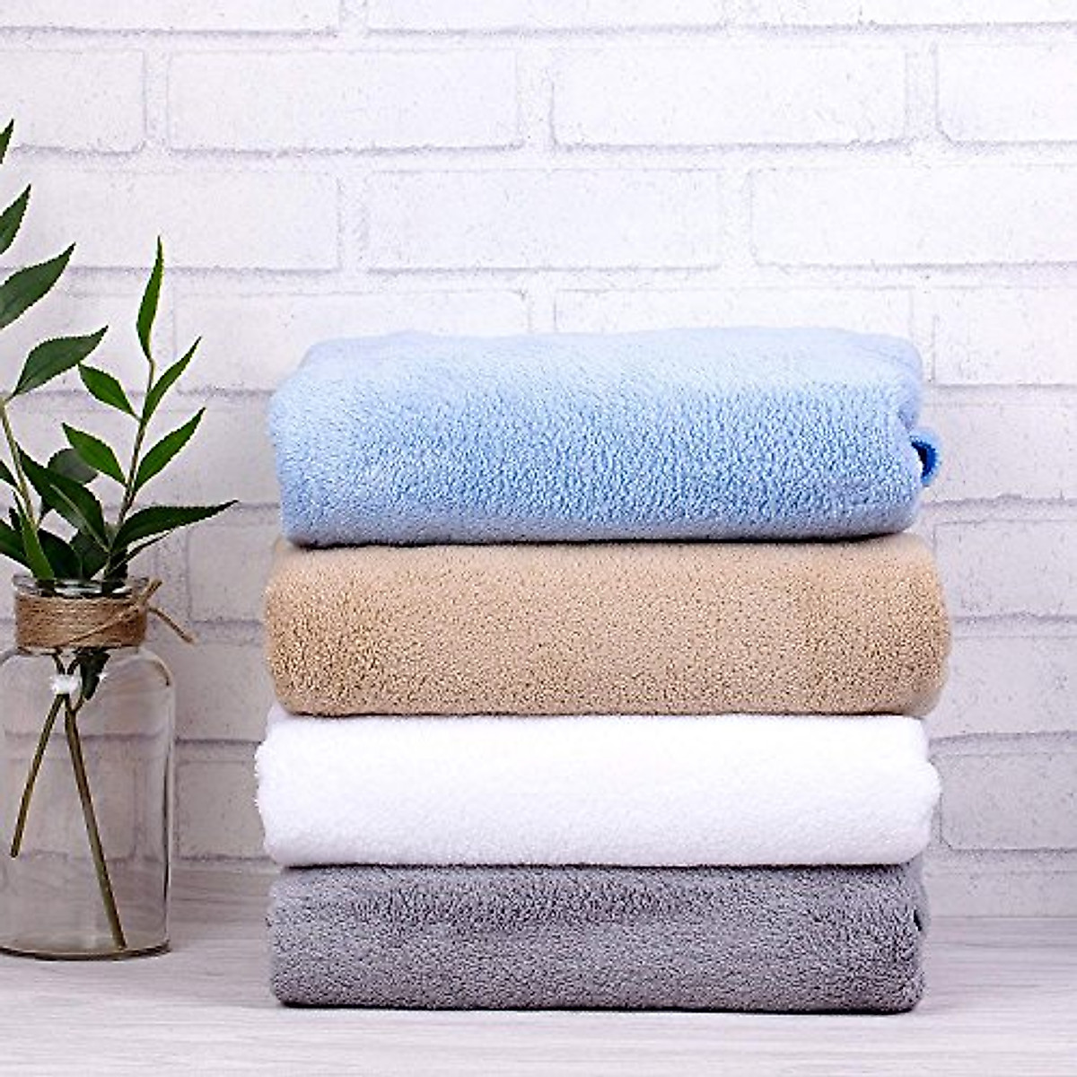 JML Luxury Hotel & SPA Bath Towels (2 Pack, 30"x60") - 350GSM High Density Fleece Towel Sets - Super Soft and Absorbent, Lint Free, Fade Resistant Oversized Bath Towel, Coral Fleece Navy