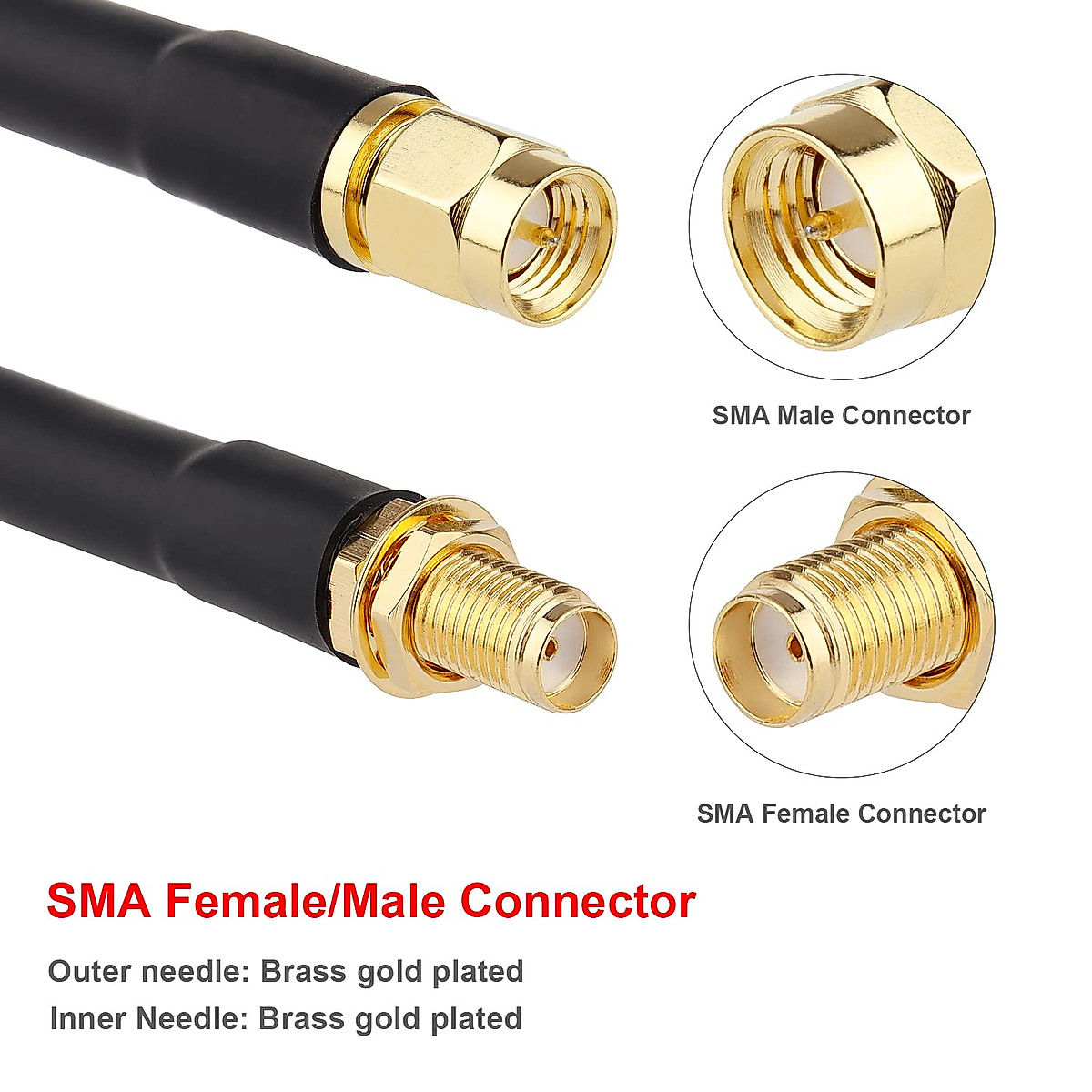 XRDS -RF SMA Cable, SMA Male to SMA Female Cable 25 FT RG58 SMA Extension Cable for SDR Equipment Antenna Ham Radio,3G 4G LTE Antenna,ADS-B,GPS and etc