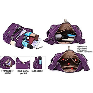 JiaYou Women Nylon Croosbody Bag Casual Hobo Bag fit for Shooping Travel(Purple,6 Liters)