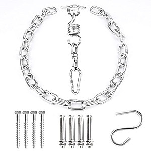 Hammock Hanging Rope Swing Macrame Chair Extra Long Stretching Bed with Max Capacity of 330 Lbs with Complete 360° Rotation Spring Hardware Set Indoor Outdoor Garden Yard (Grey)