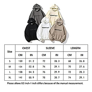 FEAR OF GOD ESSENTIALS Unisex Hoodie Hip Hop Couples Sweatshirt Pullover Printed Graphic Sportswear Tracksuit Sweater Kangaroo Pocket Small Black