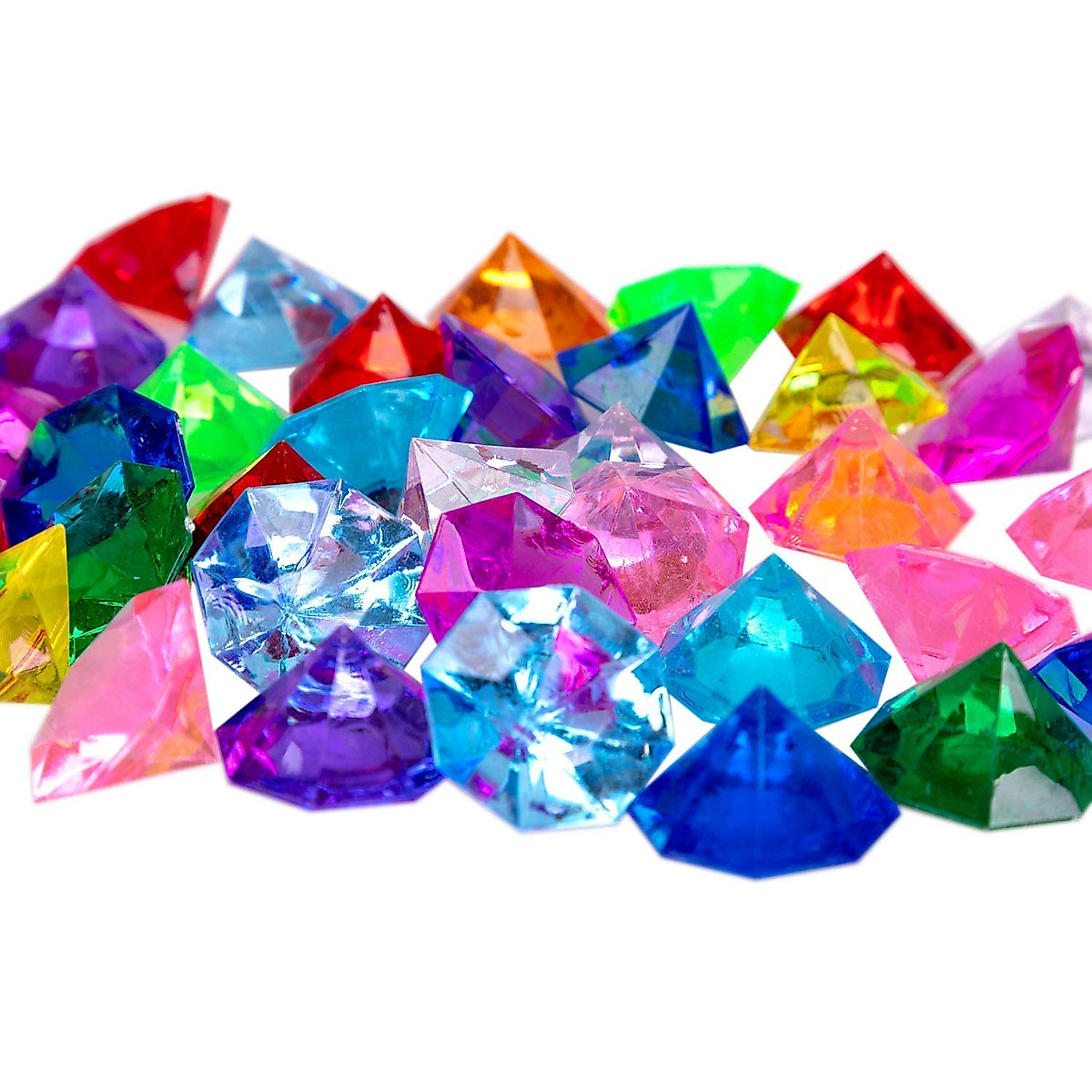 jollylife 36PCS Acrylic Diamond Gems Jewels Pirate Treasure Chest Hunt Party Favors 25 Carat