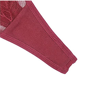 Banamic G String Thongs for Women Underwear Floral Lace Thongs Mid Waist Panties Briefs