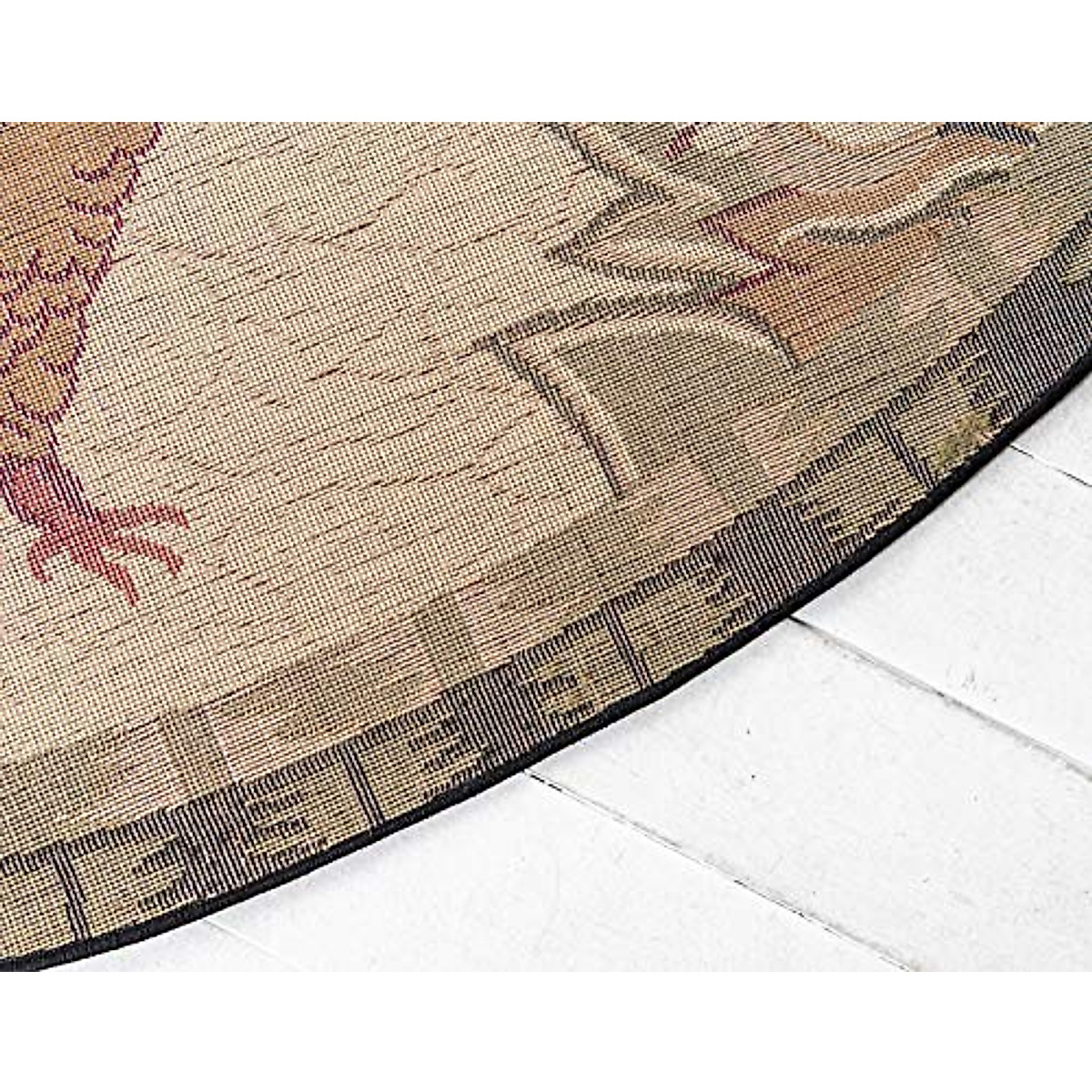 Unique Loom Barnyard Collection French Country Inspired Cottage Rooster Design Area Rug (4' 0 x 4' 0 Round, Ivory/Olive)