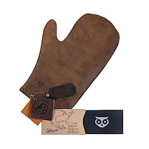 Hide & Drink, Oven Glove, Cookware, Heat Protection, Kitchen and Bakery Supplies, Home Essentials, Full Grain Leather, Handmade, Bourbon Brown