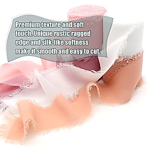 YAKA 4 Rolls Handmade Fringe Chiffon Silk Ribbon Mixed Color Gauze 1.5" x 7.5Yd Ribbons Set for Wedding Invitations, Bridal Bouquets, Gifts Wrapping, DIY Crafts Gifts Wrapping & Bow Making