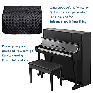 Rvlaugoaa Upright Piano Cover Full Cover Thicken Cotton Lining Waterproof Surface Piano Protection Cover Dust Cover Black Upright Piano Decoration Cover