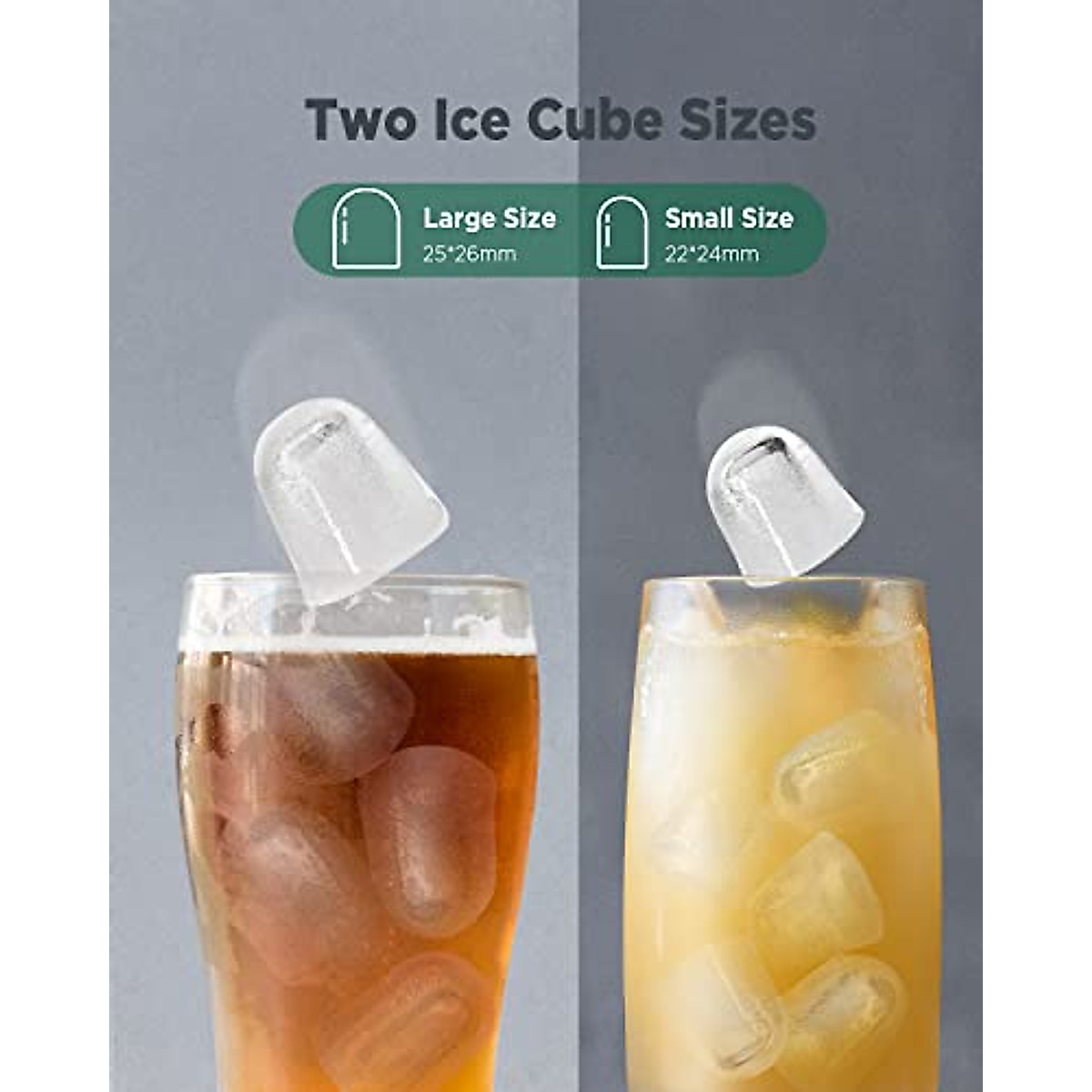 Silonn Countertop Ice Maker, 9 Cubes Ready in 6 Mins, 26lbs in 24Hrs, Self-Cleaning Ice Machine with Ice Scoop and Basket, 2 Sizes of Bullet Ice for Home Kitchen Office Bar Party, Black (SLIM09)