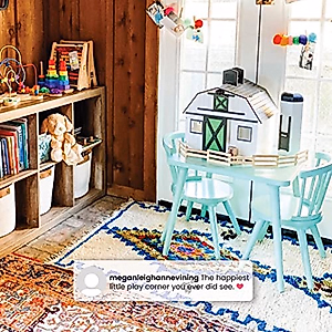 Delta Children Windsor Kids Wood Table and Chair Set (4 Chairs Included) - Ideal for Arts & Crafts, Snack Time, Homeschooling, Homework & More, Aqua