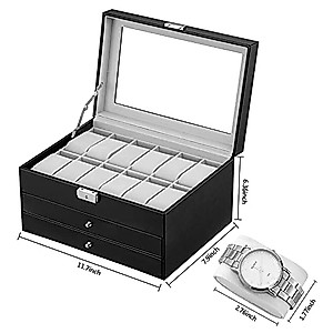 Oyydecor Jewelry Box Watch Box PU Leather Case Organizer Wooden Storage Organizer for Storage and Display Men's & Women's Gift Business (3layers-Gray)