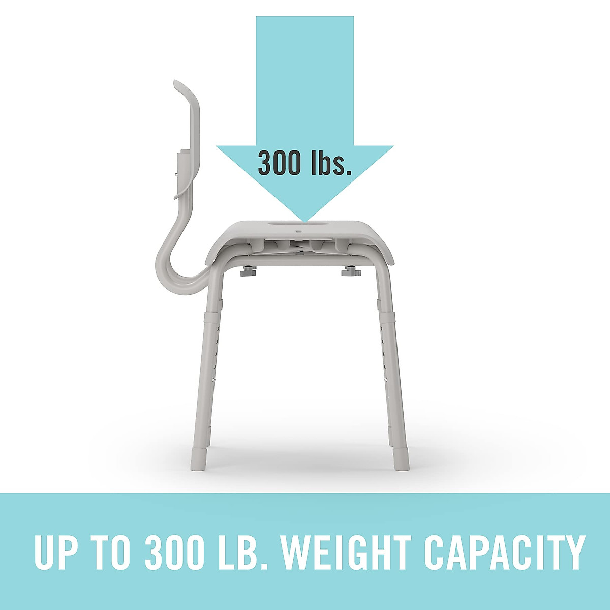 Medline Martha Stewart Euro Style Shower Chair with Microban for Disabled, Seniors and Elderly, Bath Chair for Tub, Supports up to 300 lbs.