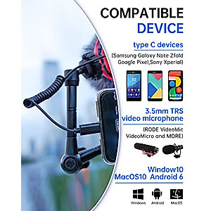 jstma USB-C Microphone-Adapter - 3.5mm TRS to Type C Video Mic Cable with 24bit 192kHz ADC - Compatible with Samsung Android Phones and RODE VideoMicro - Not for Action Cameras with i2s Mic Input