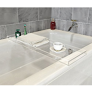 ONELUX Durable Clear Acrylic Towel Tray,Lucite Bathtub Caddy