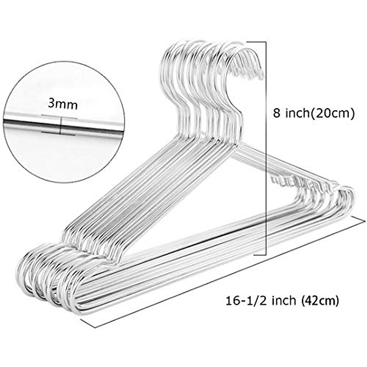 Tosnail 50 Pack Stainless Steel Strong Wire Metal Hangers Heavy Duty Clothes Hangers - 16.5"/42cm