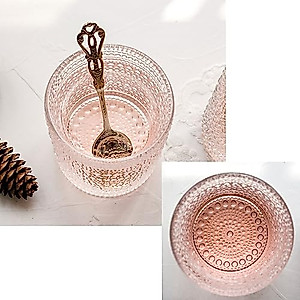 JPPSUJJ Cocktail Glasses 10 oz Hobnail Drinking Glasses Set of 6, Vintage Glassware, Textured Glass Cups Bubble Glasses Water Glasses Old Fashion Jupiter Glasses Set, Clear