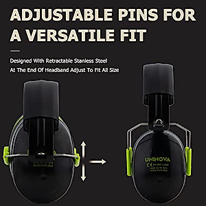 UNINOVA Hearing Protection Earmuffs, Noise Reduction Safety Ear Muffs, NRR 26dB Ear Protection Headphones for Shooting Gun Range Lawn Mowing Construction Woodworking Adults Men Women,Green