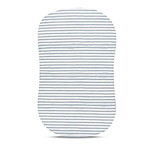 Ely’s & Co. Patent Pending Waterproof Bassinet Sheet 2-Pack Set for Baby Boy - 100% Cotton, Jersey Knit Cotton Sheets with Waterproof Lining — Misty Blue, Stripes and Splashes