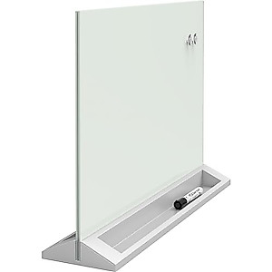 Quartet Glass Whiteboard Desktop Panel, Magnetic, 17" x 23", Dry Erase Surface, Includes Accessory Trays, 1 Marker and 2 High-Power Magnets, White (GDP1723W)