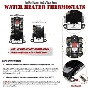 EWH-01 Electric Water Heater Tune-Up Kit, Includes Two Water Heater Thermostat, Two Water Heater Elements - 4500W 240V (3500W@208V), Universal Type Thermostat as Water Heater Replacement Parts