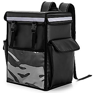 Trunab Insulated Food Delivery Backpack with 2 Side Support Boards and 3 Inner Spaces, Top & Front Loading Waterproof Delivery Bag for Bike Delivery, Uber Eats, Outdoor - Patented Design