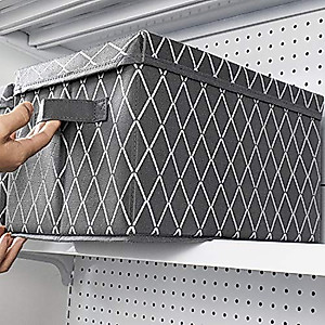 Fabric Storage Bins with Lids, Large Toy Box Chest for Kids Boys Girls, Collapsible Storage Basket Organizer with Handles for Clothes,Books,Closet,Nursery,Shelves,Pantry,14.4x10x8.5 Inch,Set of 3,Gray