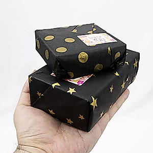MR FIVE 50 Sheets Black and Gold Tissue Paper Bulk,20" x 28",Tissue Paper for Gift Bags,DIY and Craft,Gift Wrapping Paper for Graduation,Birthday,Holiday Party Decoration
