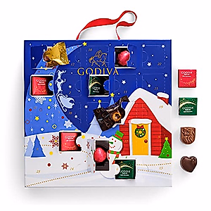 Godiva Chocolatier Holiday 2022 Blue Advent Calendar – Assorted Individually Wrapped Dark and Milk Chocolates – 24 Piece Christmas Countdown - Unique Gift for Chocolate Lovers