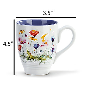 DEMDACO Dean Crouser Wildflowers Watercolor Purple 16 ounce Ceramic Stoneware Coffee Mug