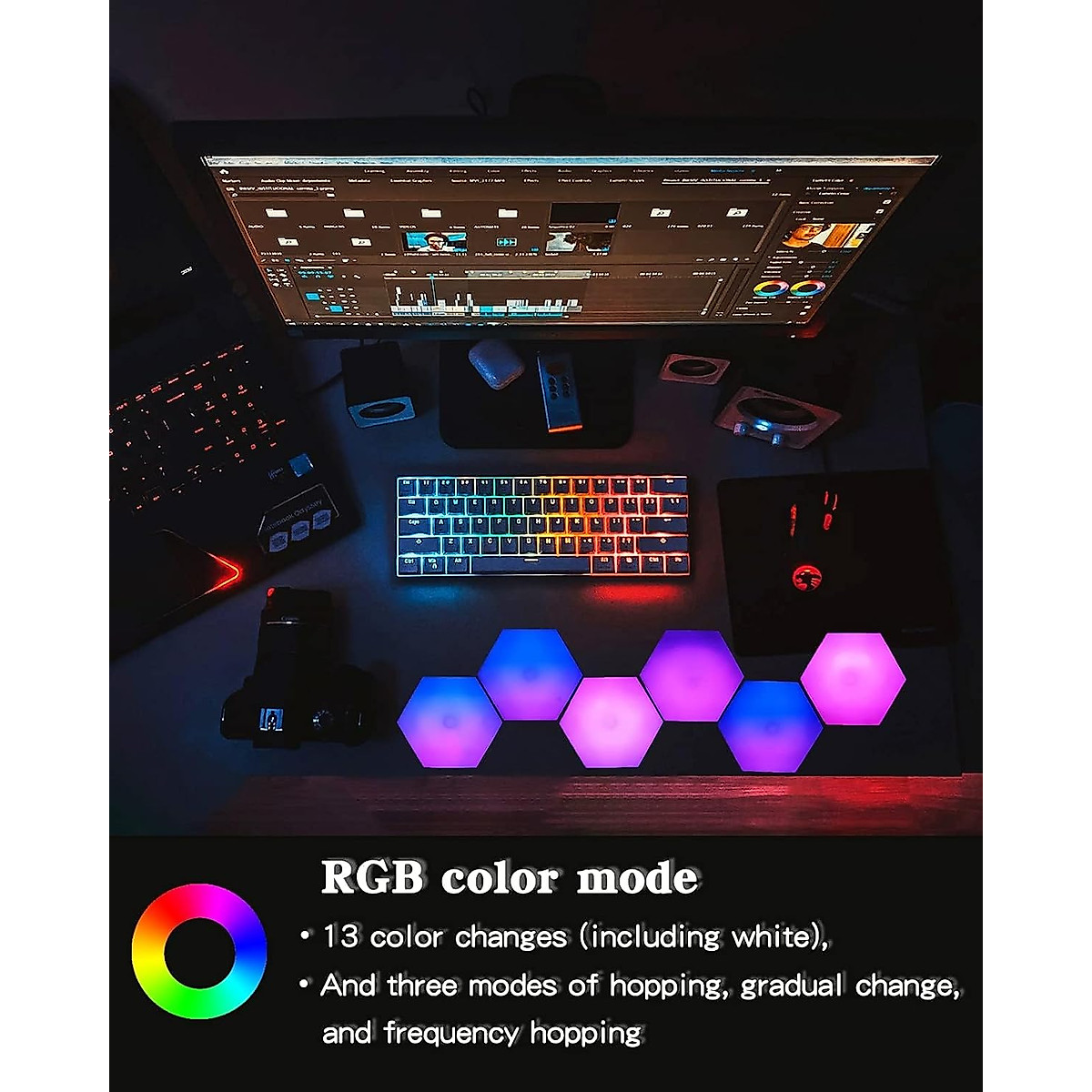 Hexagon Led Lights, Smart DIY Hexagon Wall Lights with Remote, Dual Control Hexagonal LED Light Wall Panels with USB-Power, Geometry Hex Lights Touch Used in Game Room Decor, Party