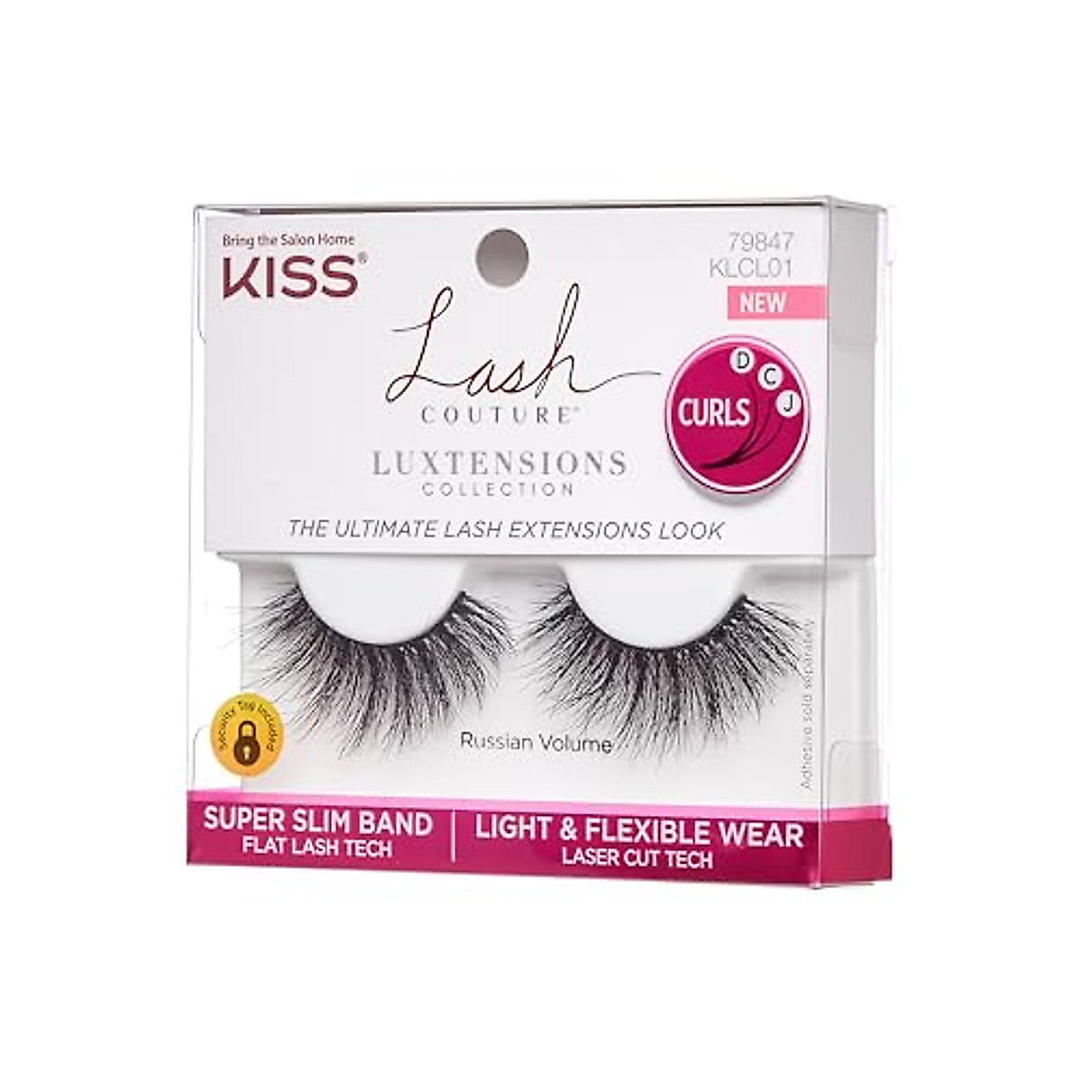 KISS Lash Couture Luxtension, False Eyelashes, Russian Volume', 16 mm, Includes 1 Pair Of Lash, Contact Lens Friendly, Easy to Apply, Reusable Strip Lashes