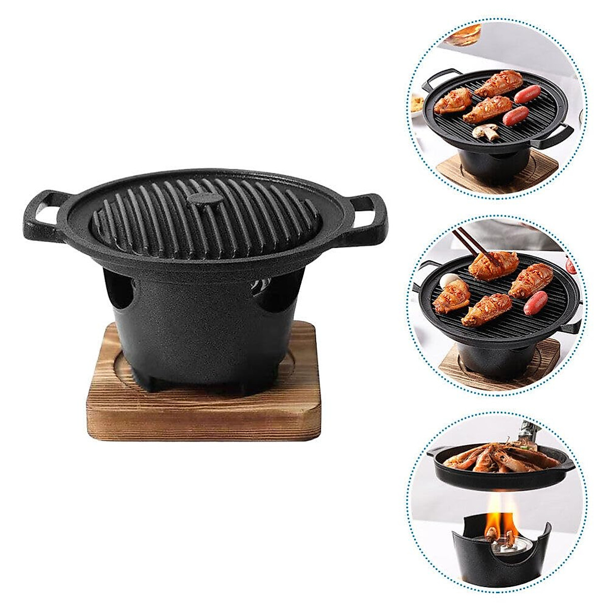 Abaodam Griddle 1 Set Korean Bbq Accessories Outdoor Stove Japanese Charcoal Stove Miniature Hibachi Grill Grill Food Charcoal Plate Tray Mini Korean Grill Barbecue Supplies Wood Indoor
