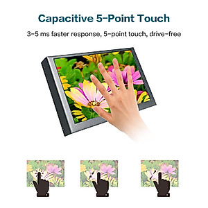 LESOWN Mini Monitor HDMI 5 inch IPS Small Monitor Portatil 800x480 LCD 5" Capacitive Touch Screen Metal Case Dual Speakers Potable Monitor PC HDMI Display