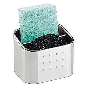 iDesign Forma Polished Stainless Steel Sink Organizer Set with Sponge and Scrubby - 3.1" x 4" x 3.1"
